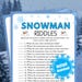 Snowman Riddles, Fun Winter Games for Family, Printable Winter Party ...