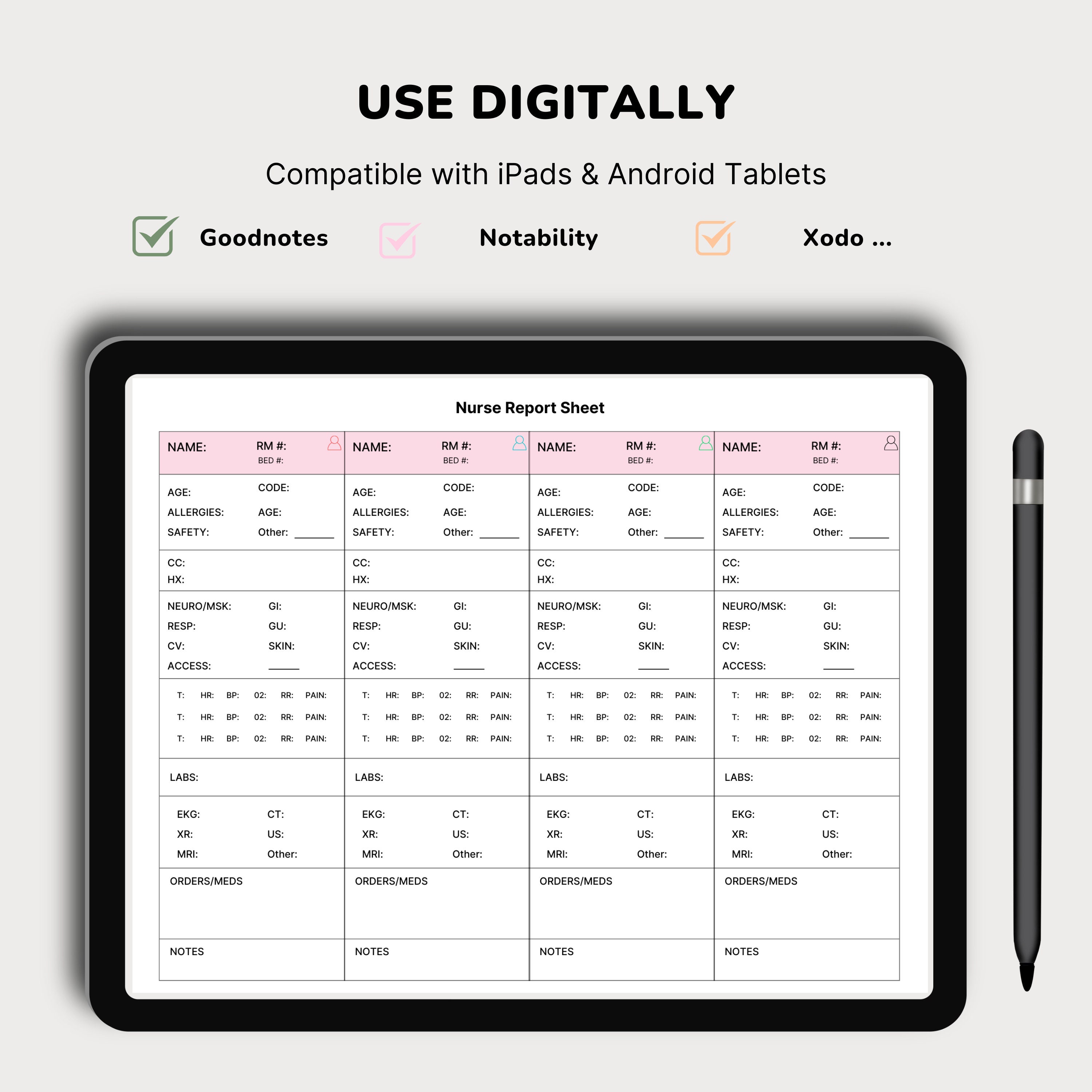 Editable ER Nurse Report Med Surg Nurse Report Sheet, ER Nurse Brain ...