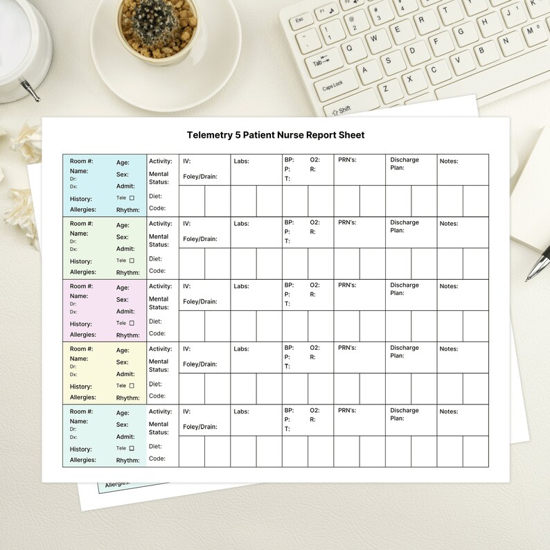 Nurse Report Sheet Telemetry 5 Patient Nurse Report Sheet Nurse Handoff ...