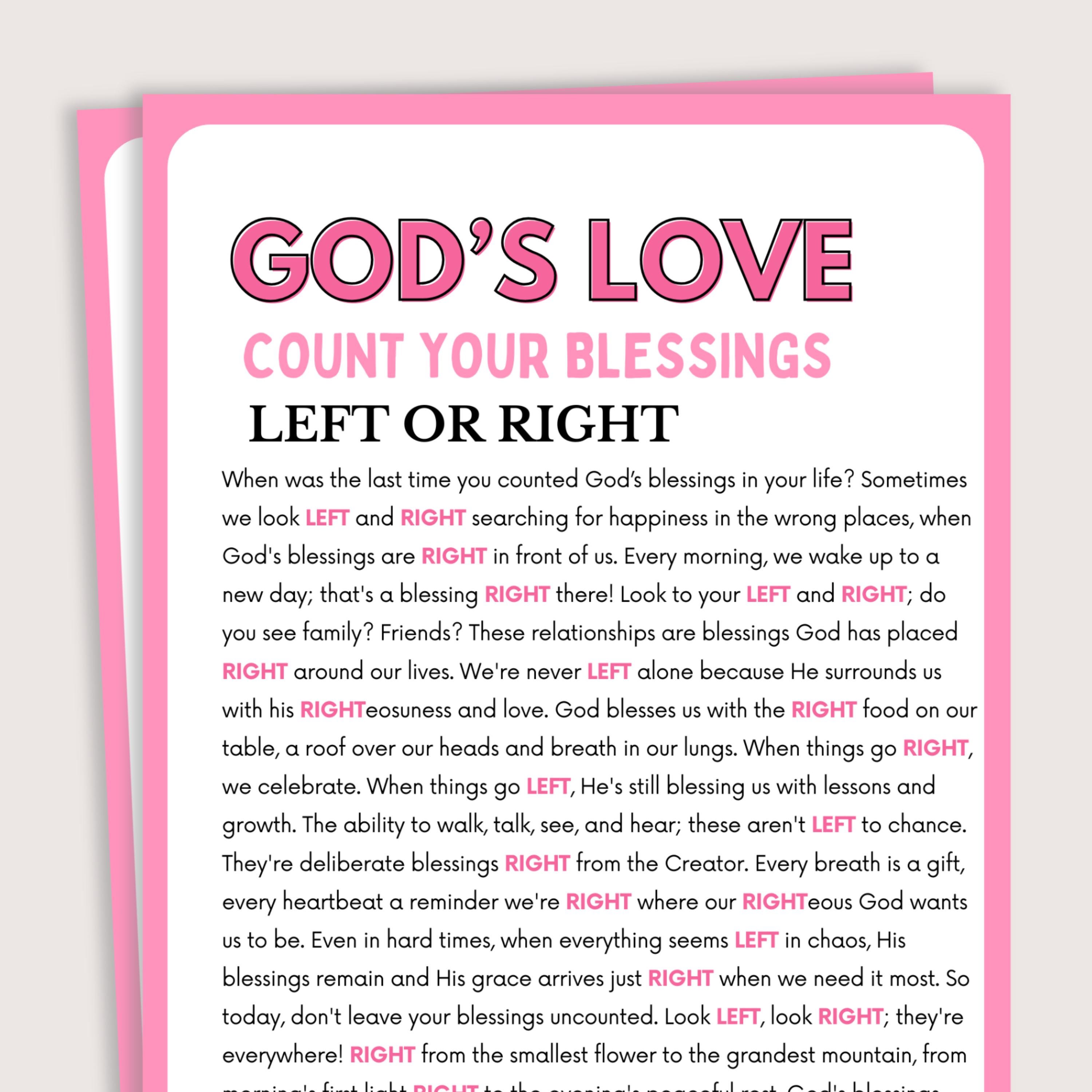 Gods Love Left or Right Game, Fun Bible Games for Kids, Womens Ministry ...