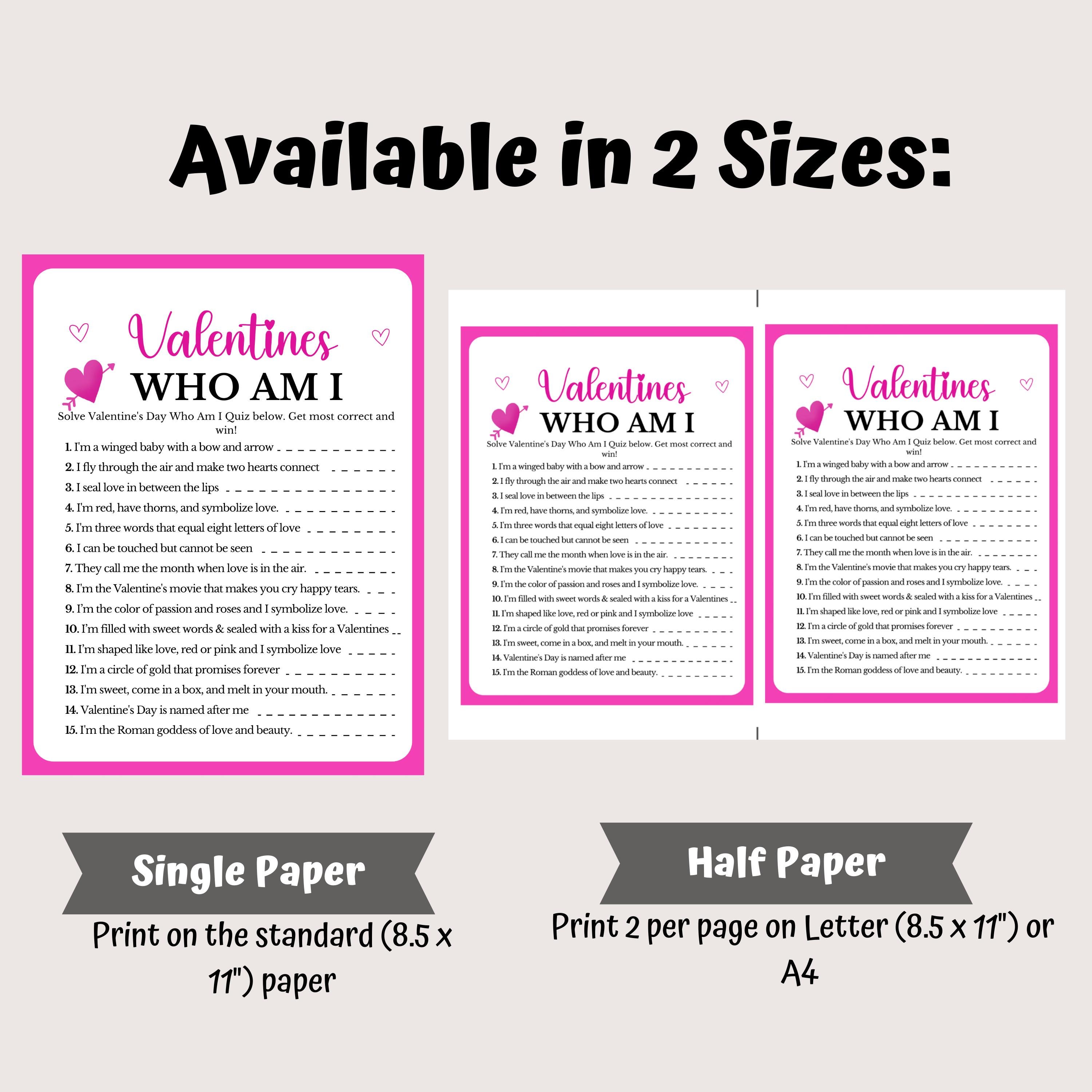 Valentines Day Who Am I Riddles, Fun Valentines Game, Valentines Day ...