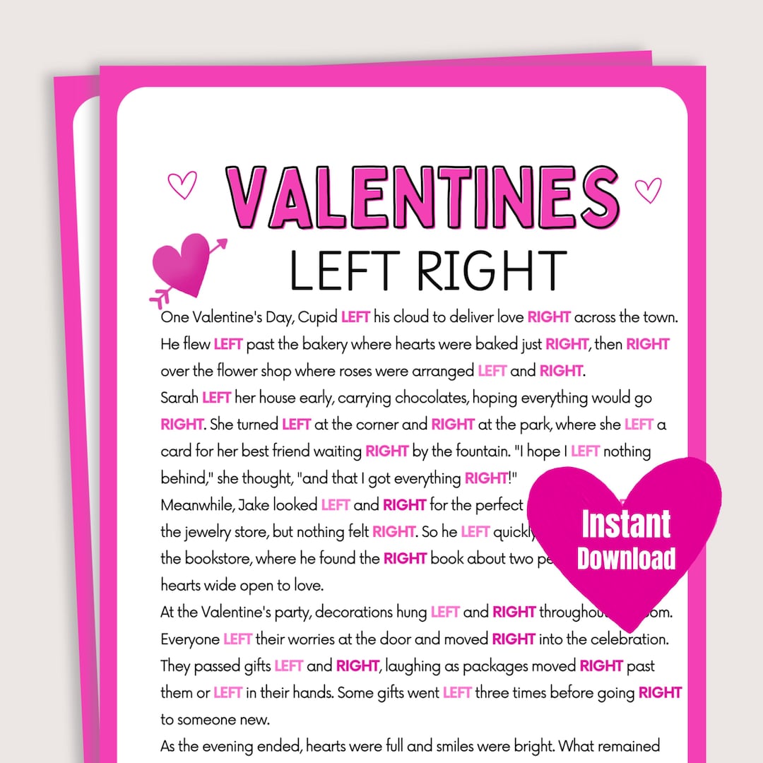 Valentines Day Left or Right Game, Pass the Prize, Fun Valentines Day ...