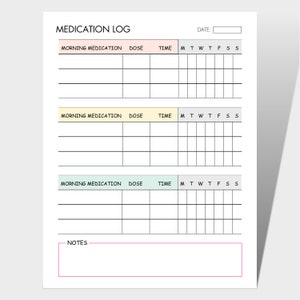 Medication Log, Printable Medicine Chart for Caregivers and Nurses ...