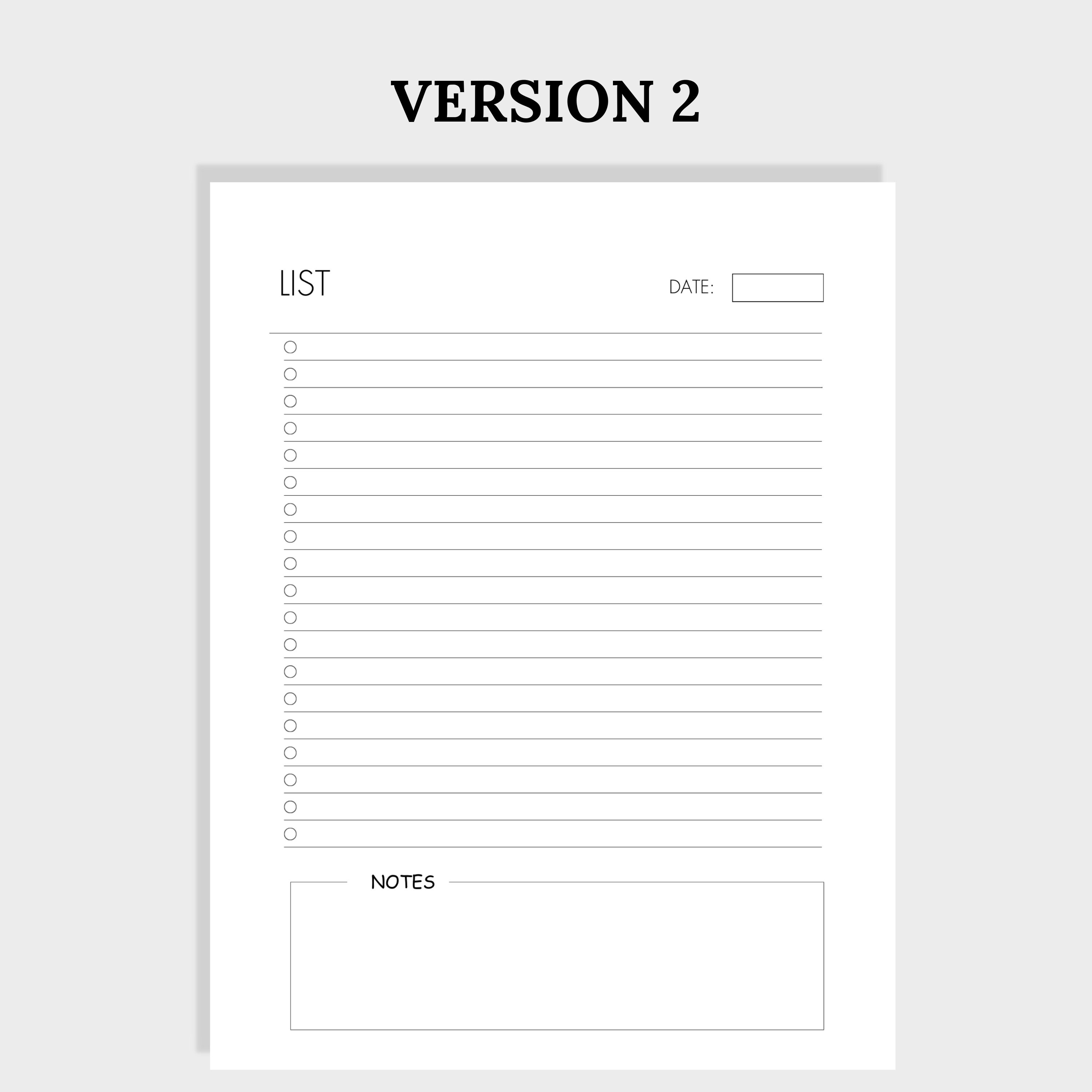 Blank List Template, Printable to Do List, Productivity Planner, Simple ...