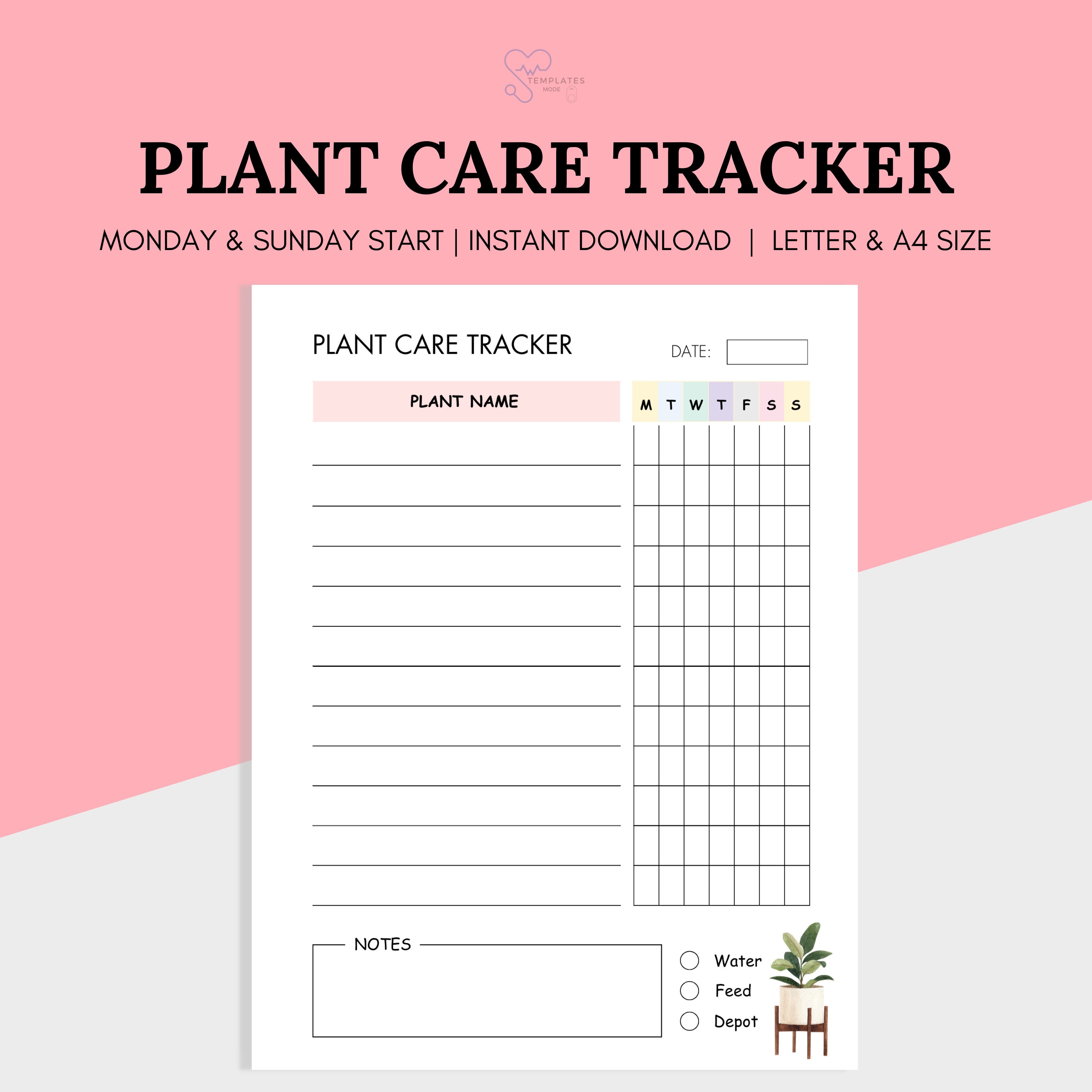 Plant Care Tracker, Printable Plant Watering Schedule, Plant Care Guide ...