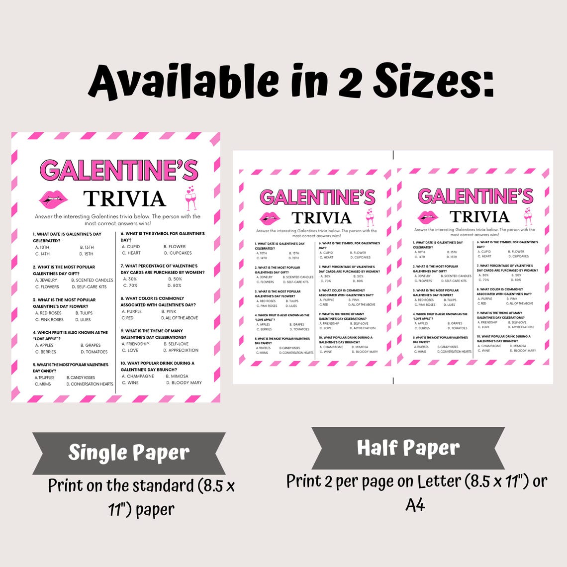 Galentines Day Trivia, Fun Galentines Games, Printable Galentines Party ...