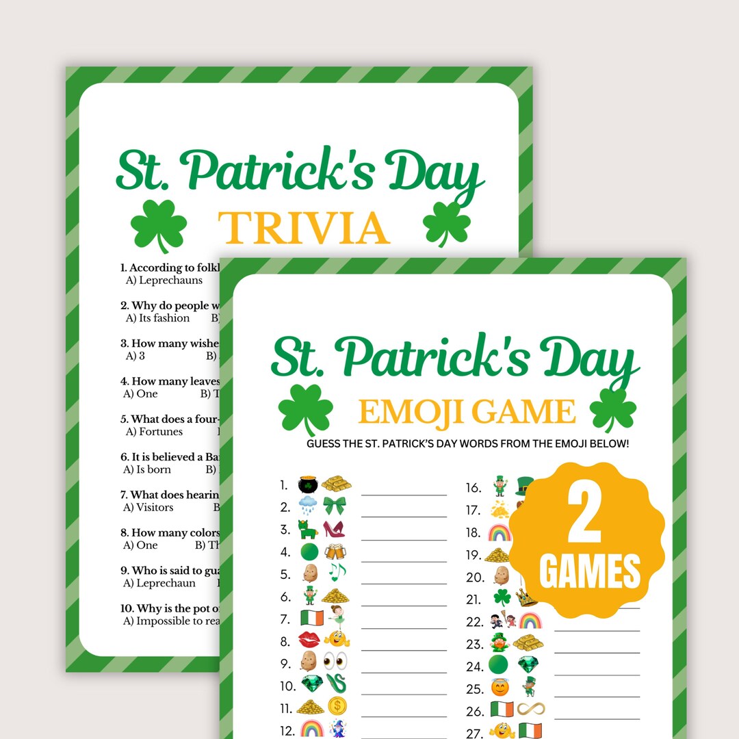 St. Patricks Day Trivia, Emoji Pictionary, Fun St Patricks Day Activity ...