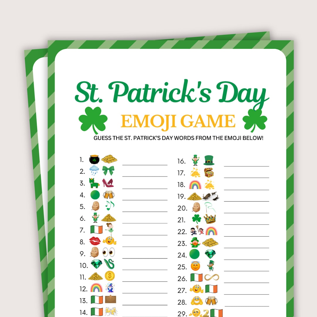 St. Patricks Day Emoji Game, Fun St. Patricks Day Game, Printable Emoji ...