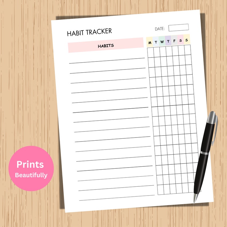 Weekly Habit Tracker, Printable 7 Days Habit Tracker, Routine Tracker ...