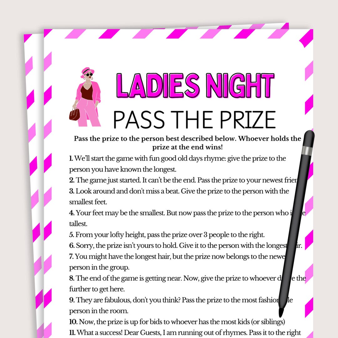 Ladies Night Pass the Prize Game, Ladies Night Games, Printable Ladies ...