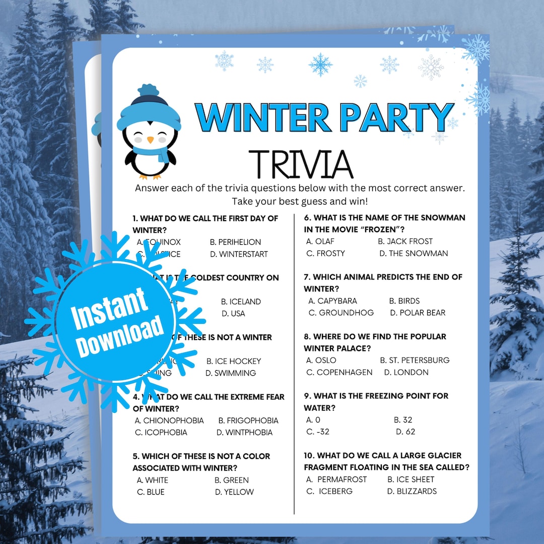 Winter Trivia for Kids and Adults, Printable Winter Party Games, Fun ...
