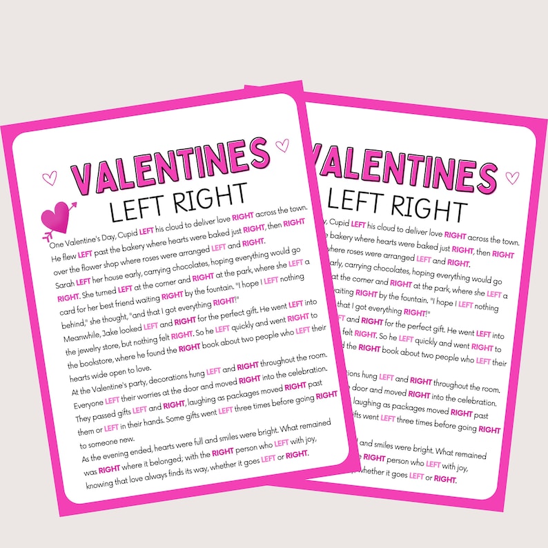 Valentines Day Left or Right Game, Pass the Prize, Fun Valentines Day ...