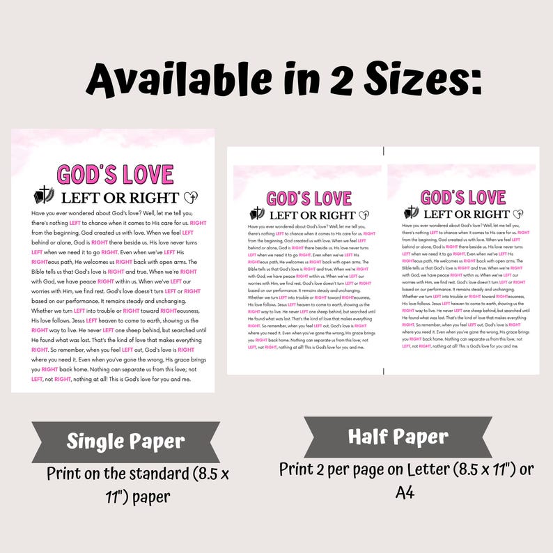 Gods Love Left or Right, Printable Bible Activity, Fun Bible Game for ...