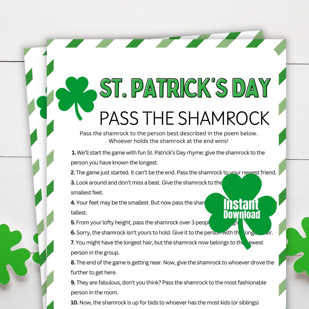 Pass the Shamrock Game, Printable St. Patrick's Day Game for Groups ...