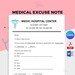 Medical Excuse Note Template, Doctor's Letter (digital Download) - Etsy