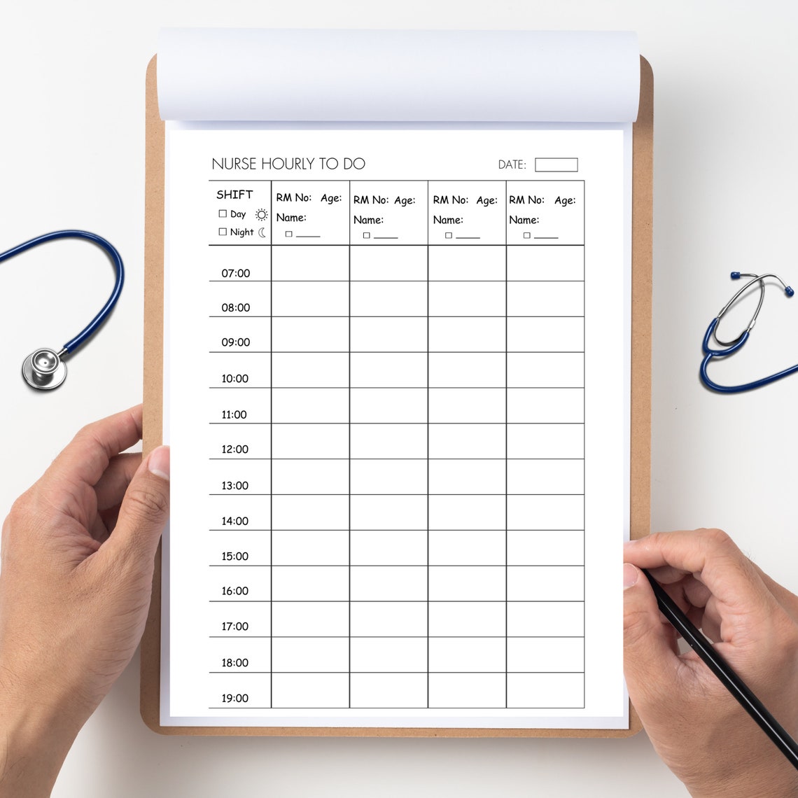 Nurse Hourly to Do List, Printable 4 Patient Nurse Report Sheet, Day ...