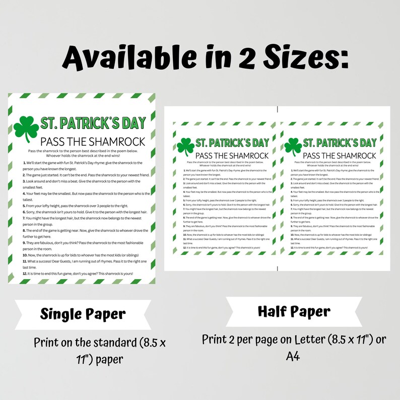 Pass the Shamrock Game, Printable St. Patrick's Day Game for Groups ...