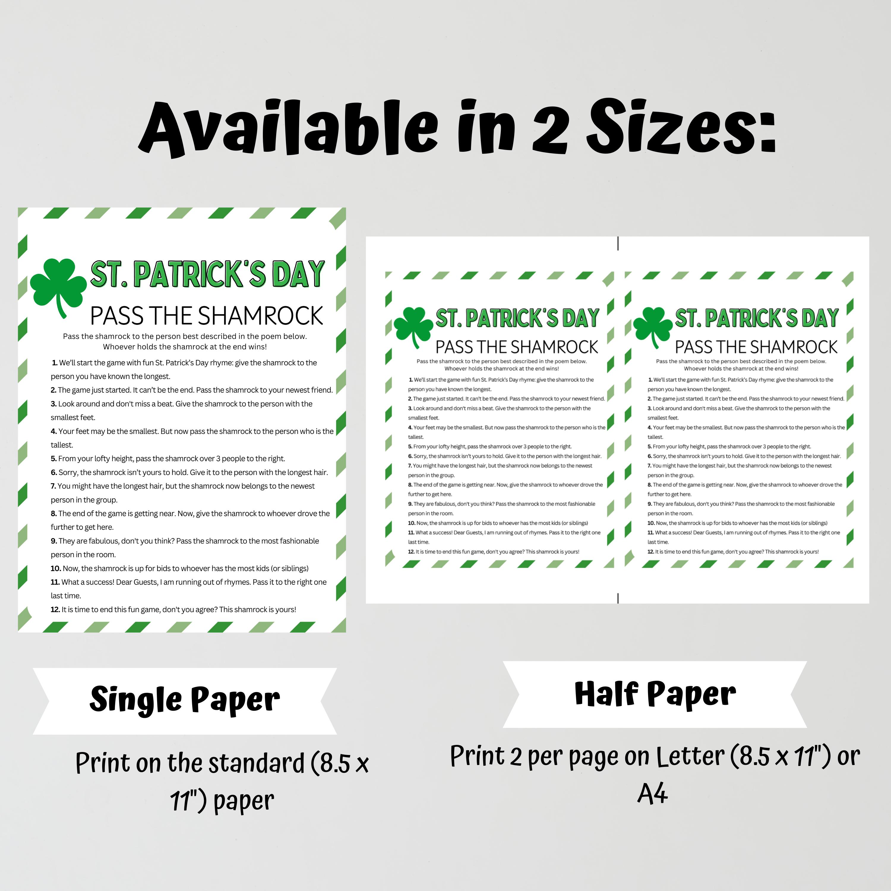 Pass the Shamrock Game, Printable St. Patrick's Day Game for Groups ...