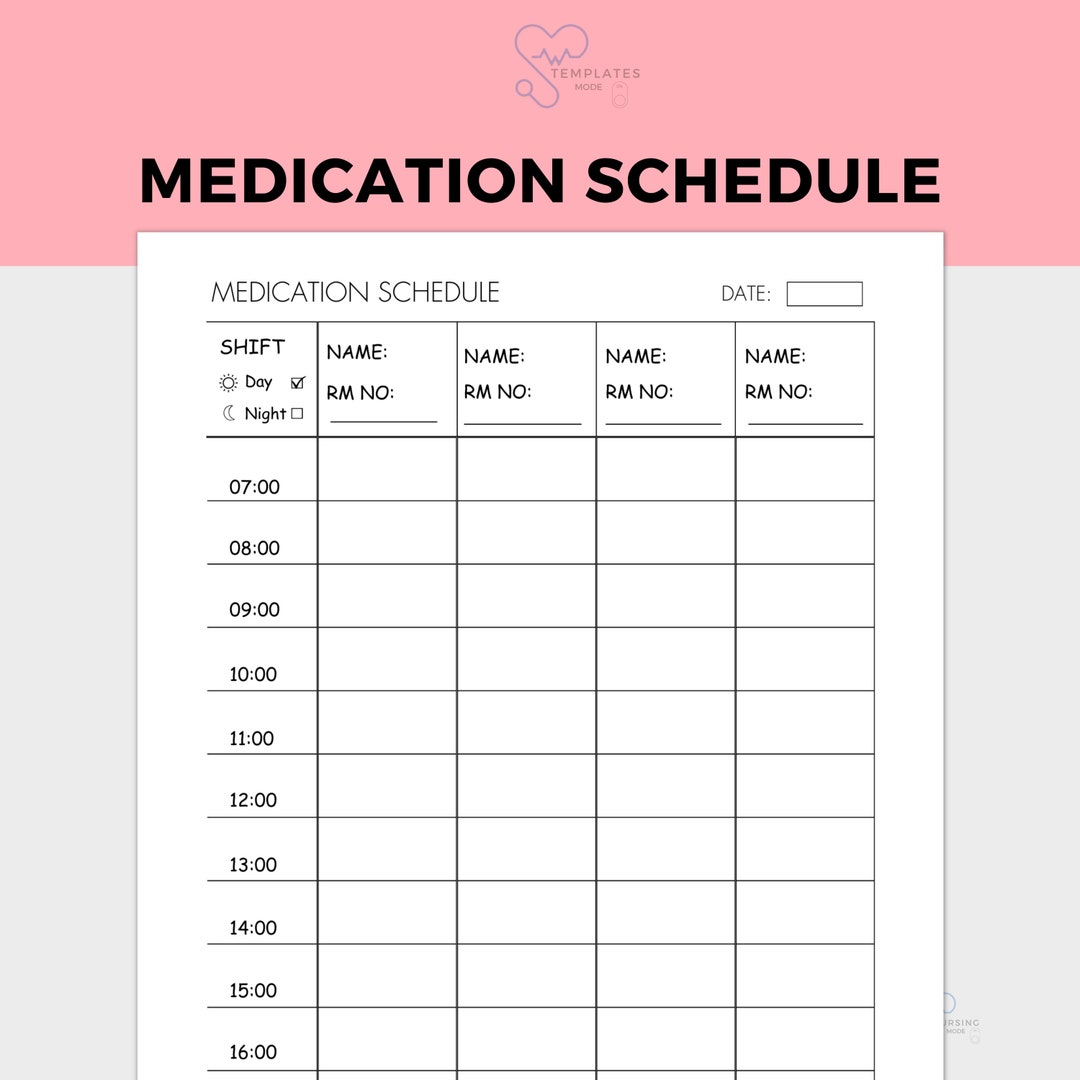 Medication Schedule, 4 Patient Medication Tracker, Nurse Shift Report ...