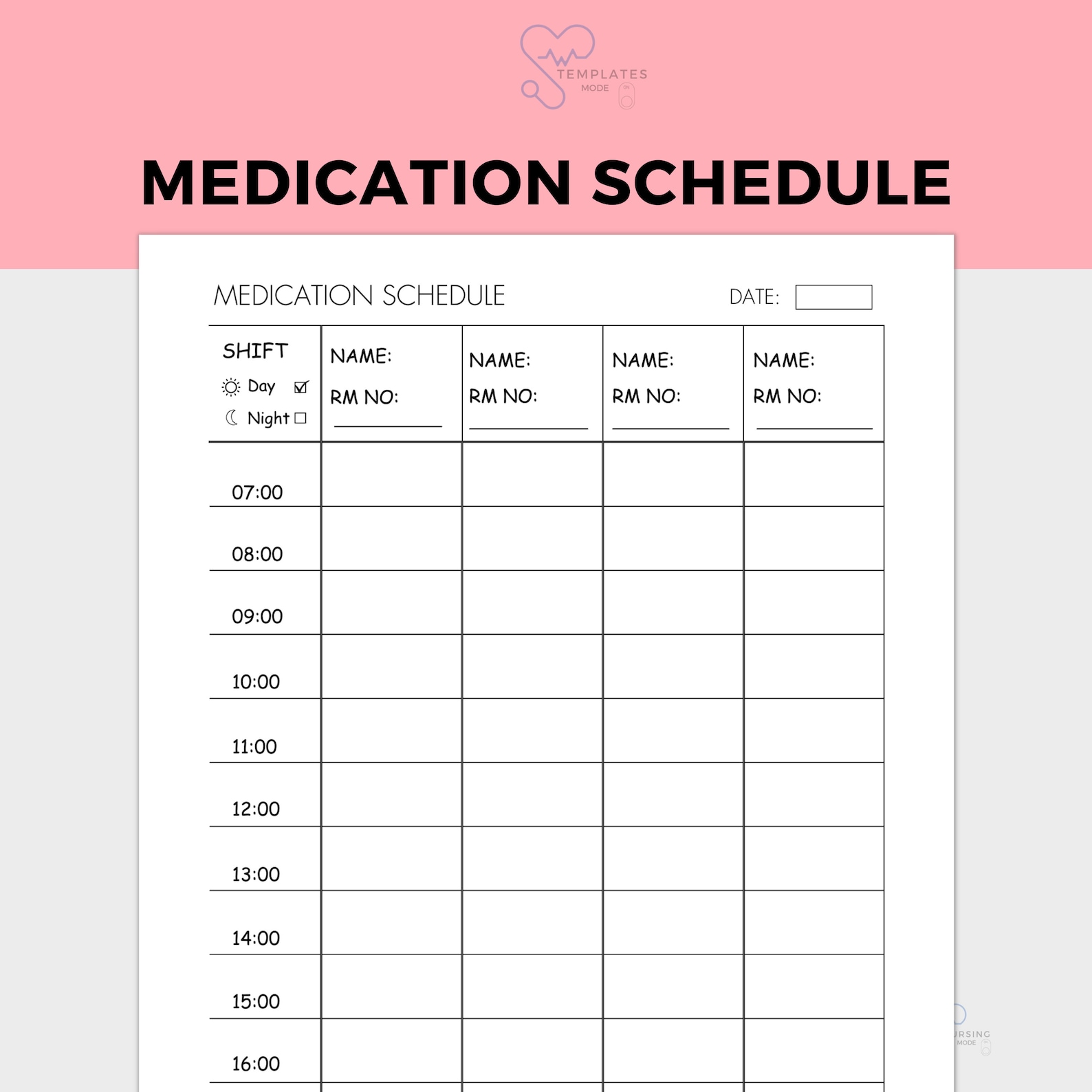 Medication Schedule, 4 Patient Medication Tracker, Nurse Shift Report ...