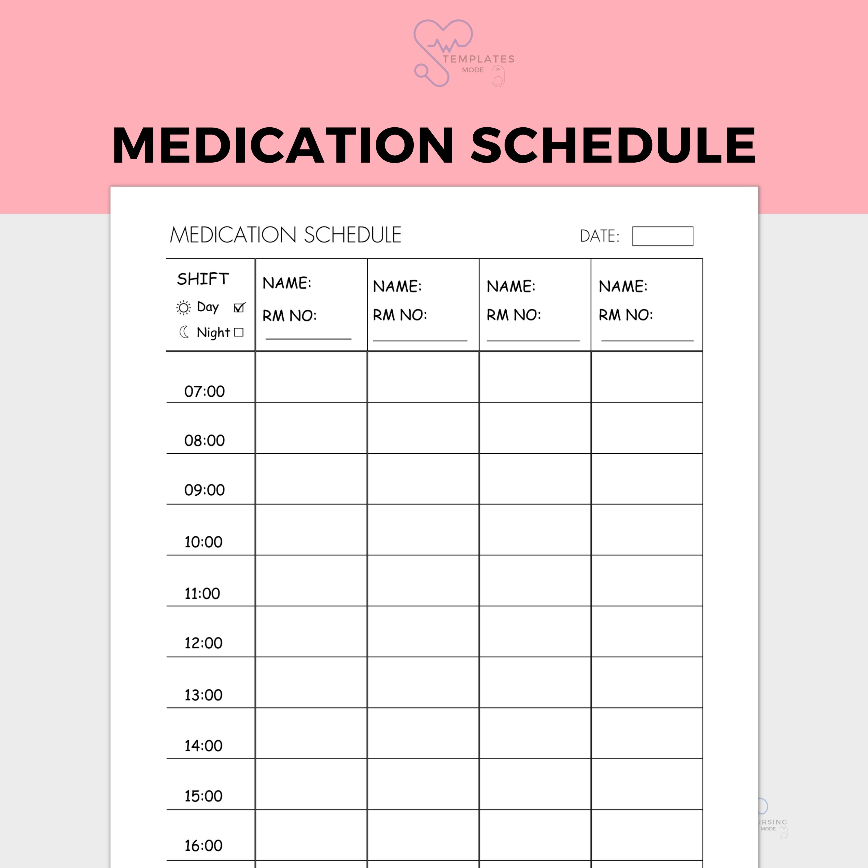 Medication Schedule, 4 Patient Medication Tracker, Nurse Shift Report ...