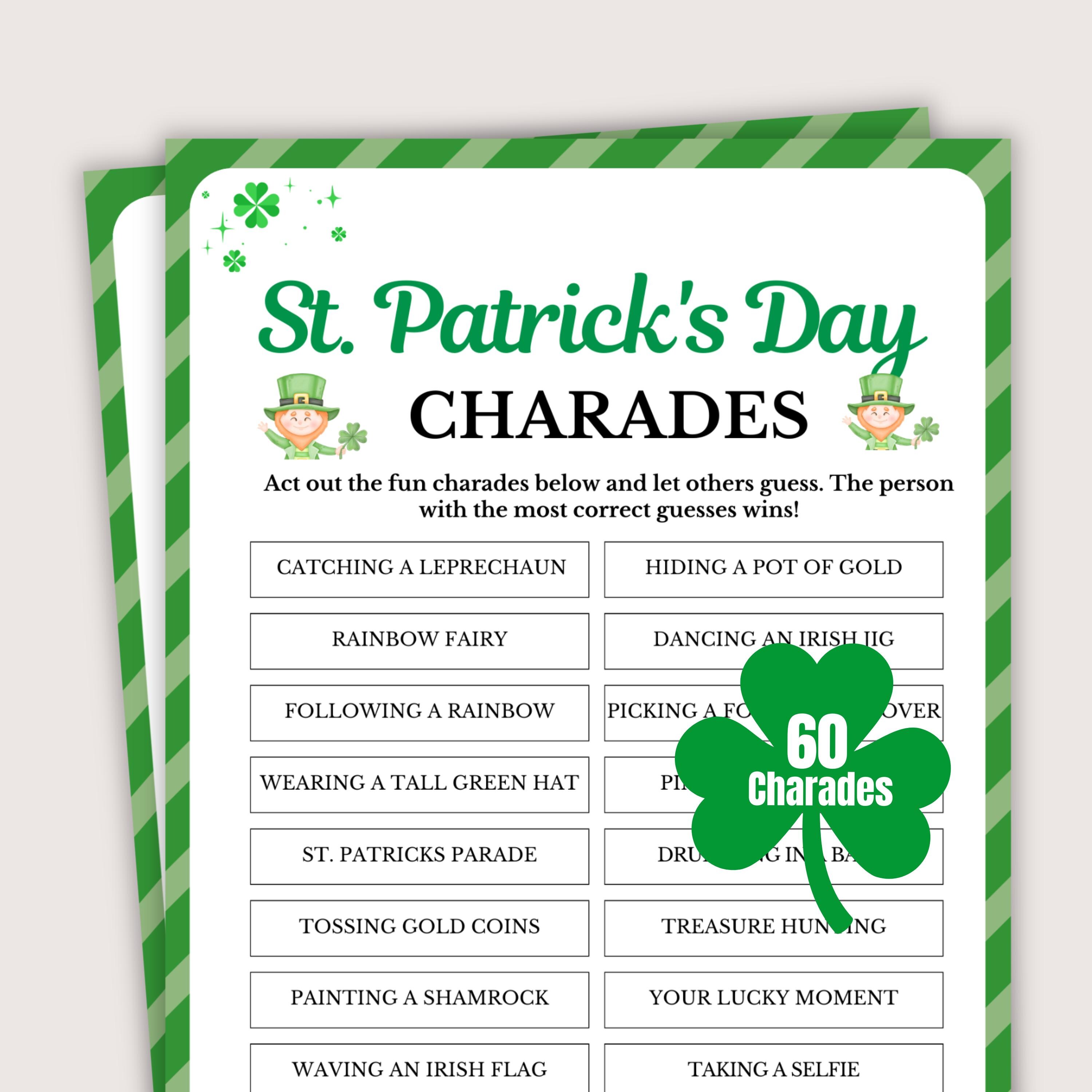St. Patricks Day Charades, Fun St. Patricks Day Game for Kids ...