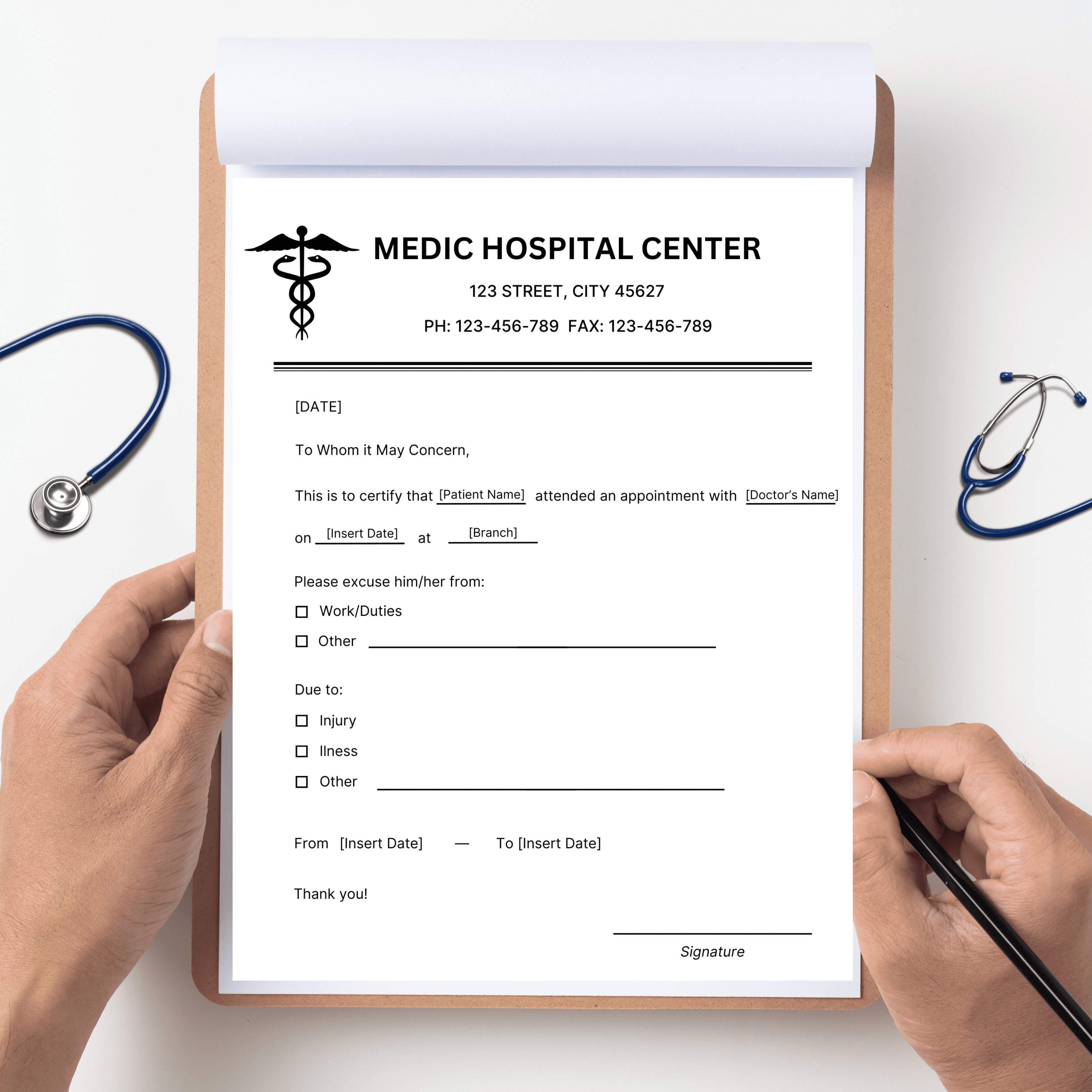 Doctors Excuse Note Template PDF Canva MS Word, Editable Doctor's Note ...