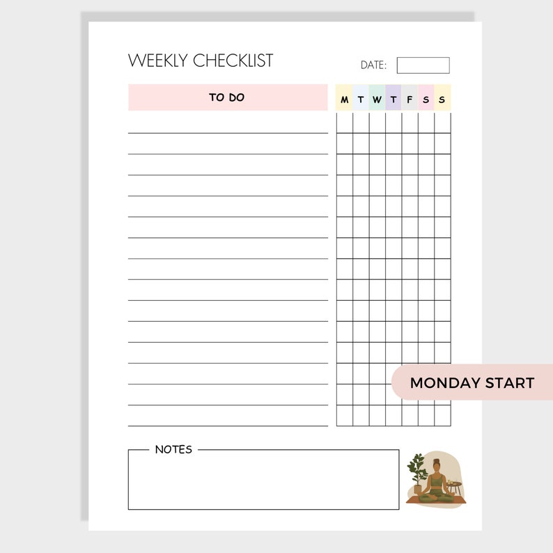 Weekly Checklist, Printable Task List, Planner Inserts, Weekly to Do ...