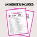Valentines Day Who Am I Riddles, Fun Valentines Game, Valentines Day ...