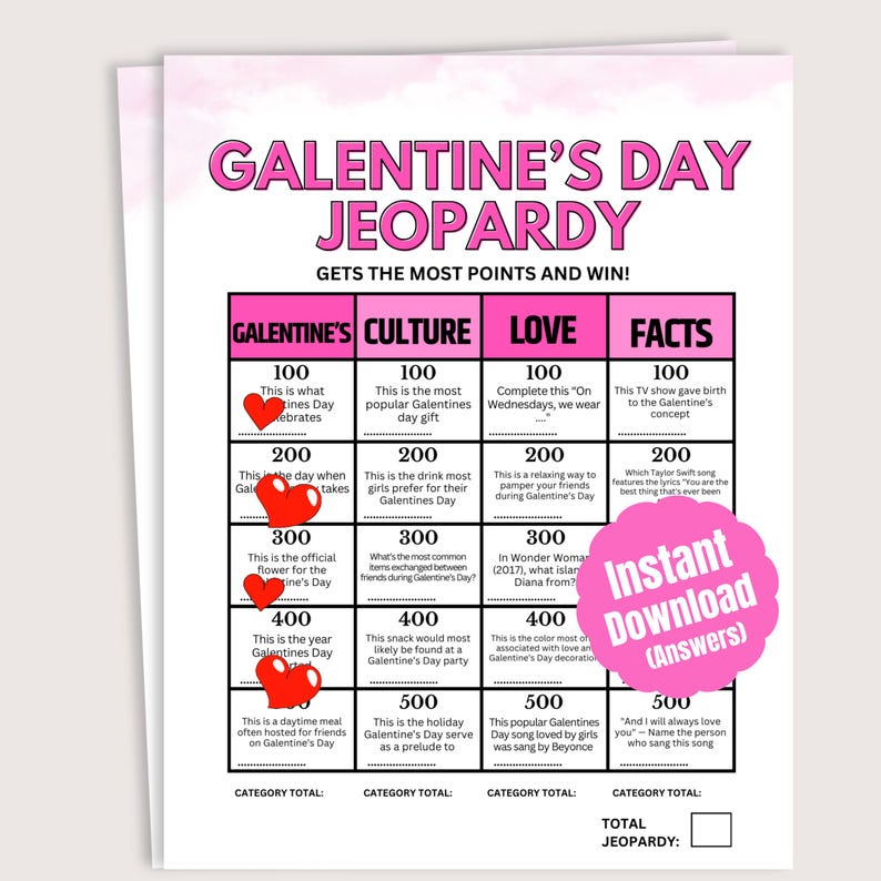 Galentines Day Jeopardy Game, Fun Galentines Games, Printable ...
