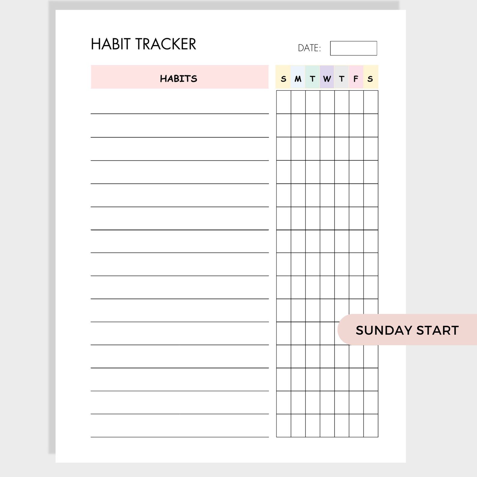 Weekly Habit Tracker, Printable 7 Days Habit Tracker, Routine Tracker ...