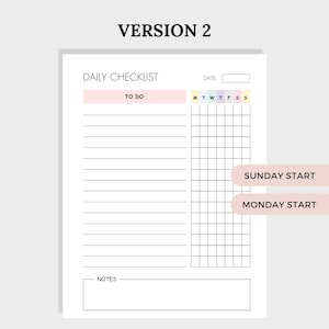 Daily Checklist, Printable Weekly Planner, Weekly to Do List, Weekly ...