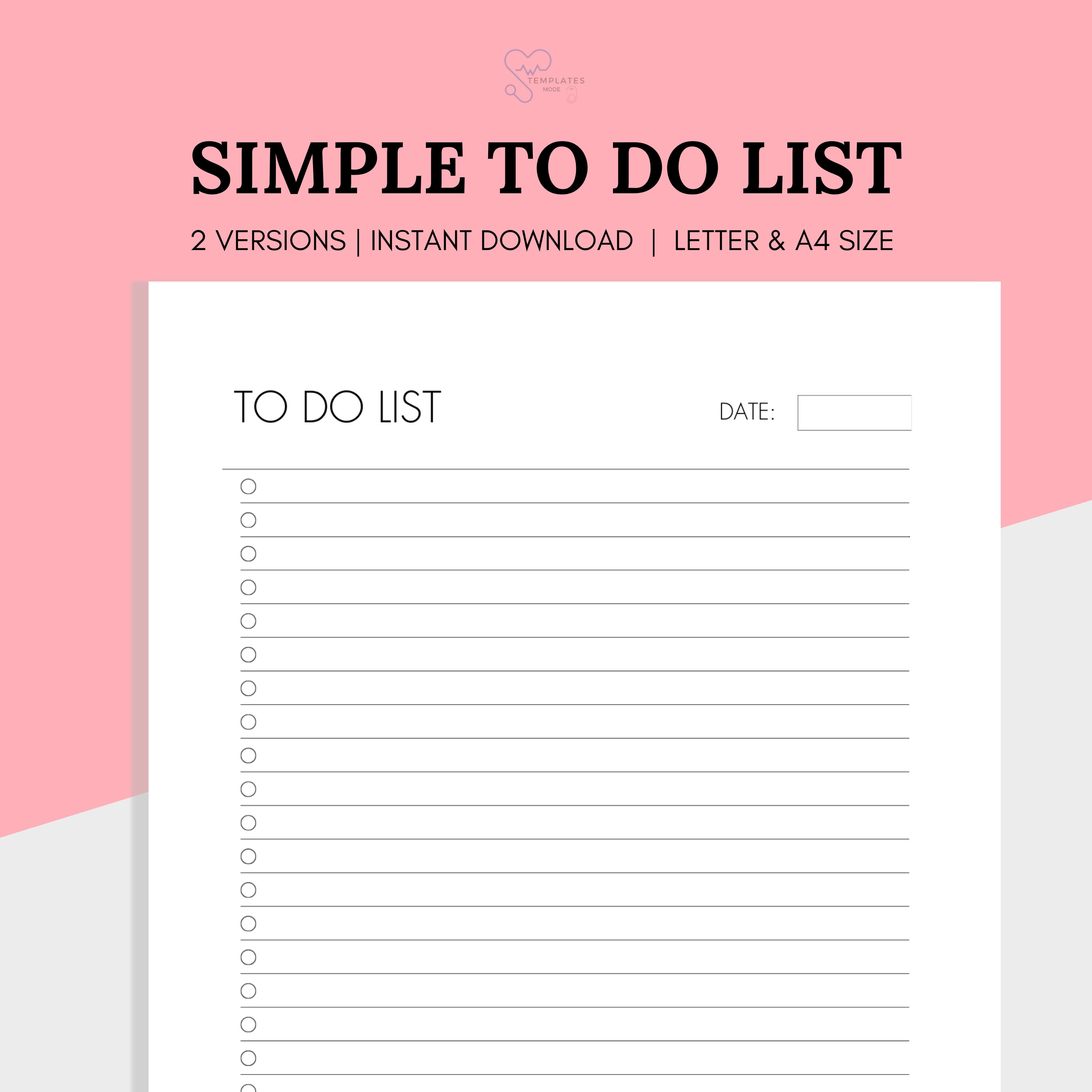 To Do List Template, Printable Task List Template, to Do List With ...