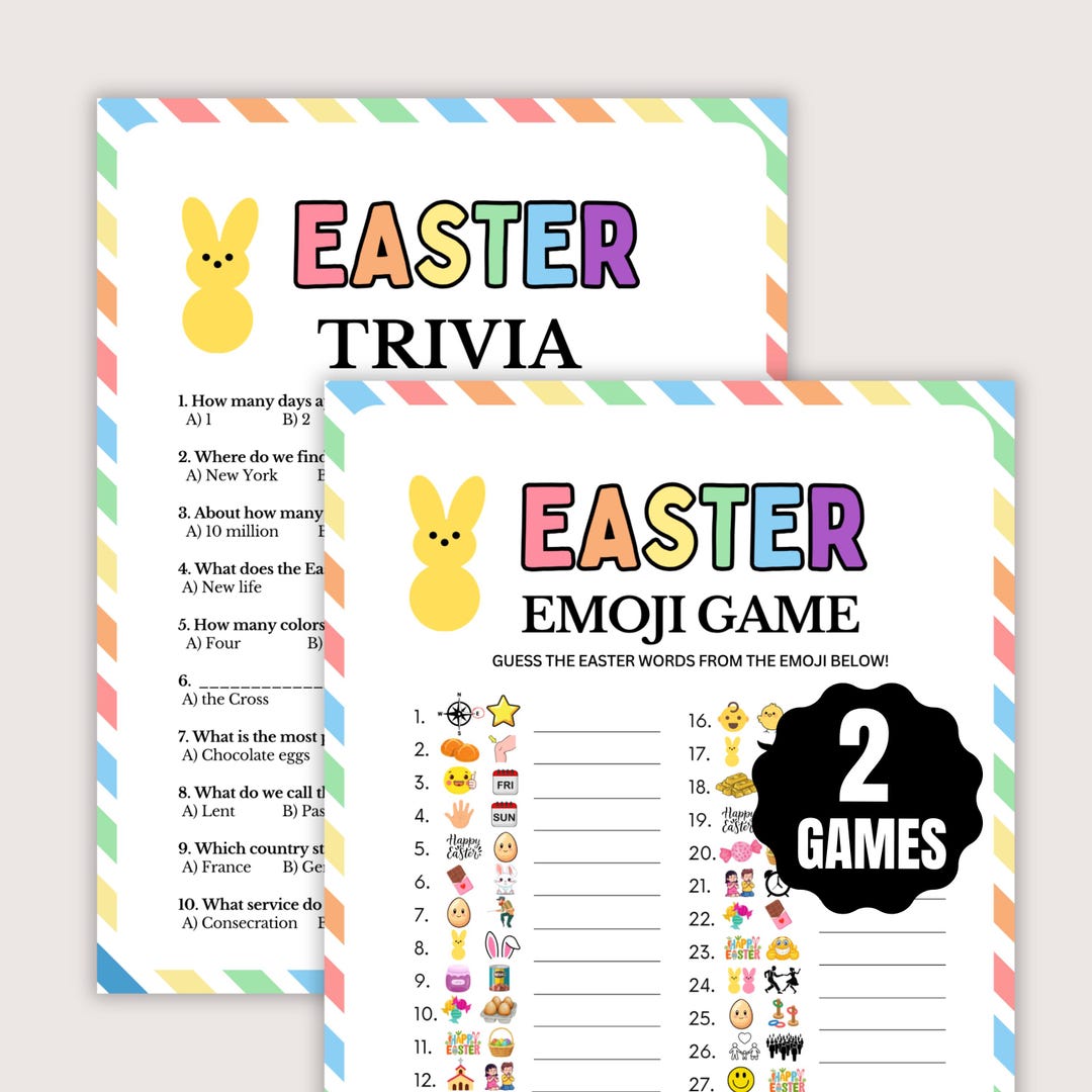 Easter Trivia Game, Emoji Pictionary, Fun Easter Games, Printable ...