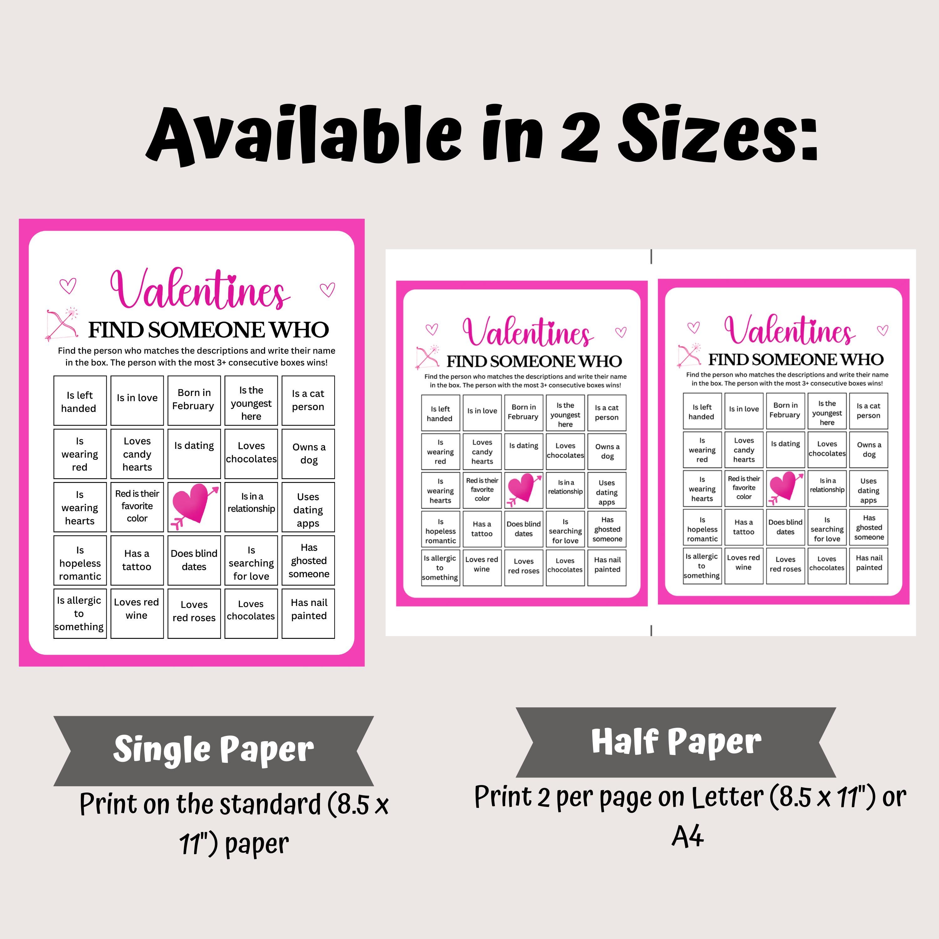 Valentines Day Find Someone Who BINGO, Valentines Day Games, Group ...