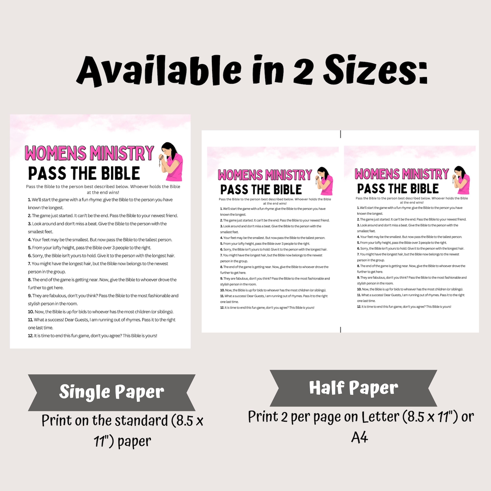 Womens Ministry Pass the Bible Game, Fun Womens Ministry Game ...