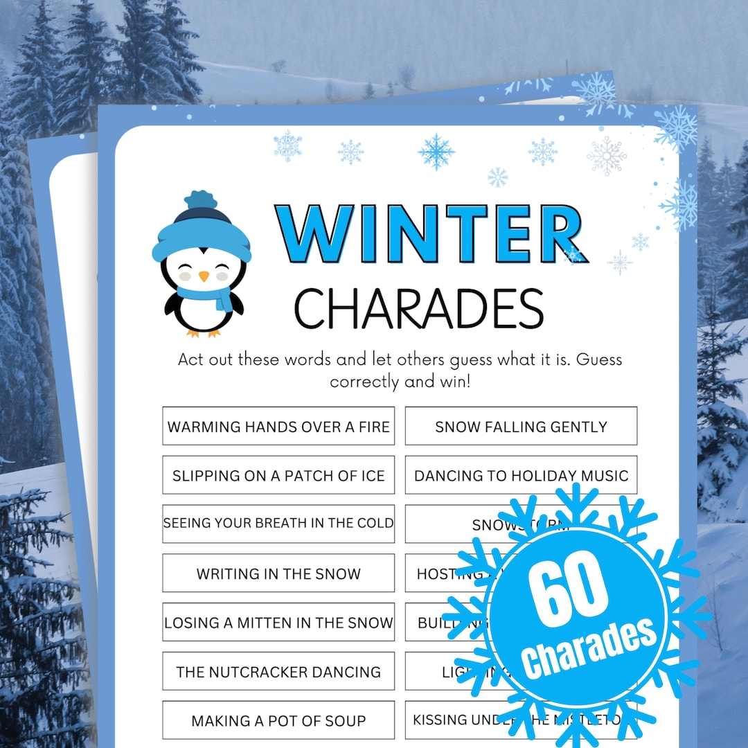 Winter Charades Game, Group Winter Game for Kids, Fun Winter Family ...