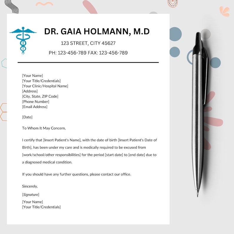 Editable Doctor's Excuse Note, Medical Leave (digital Download) - Etsy