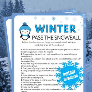 Pass the Winter Snowball Game, Printable Winter Party Games for Groups ...