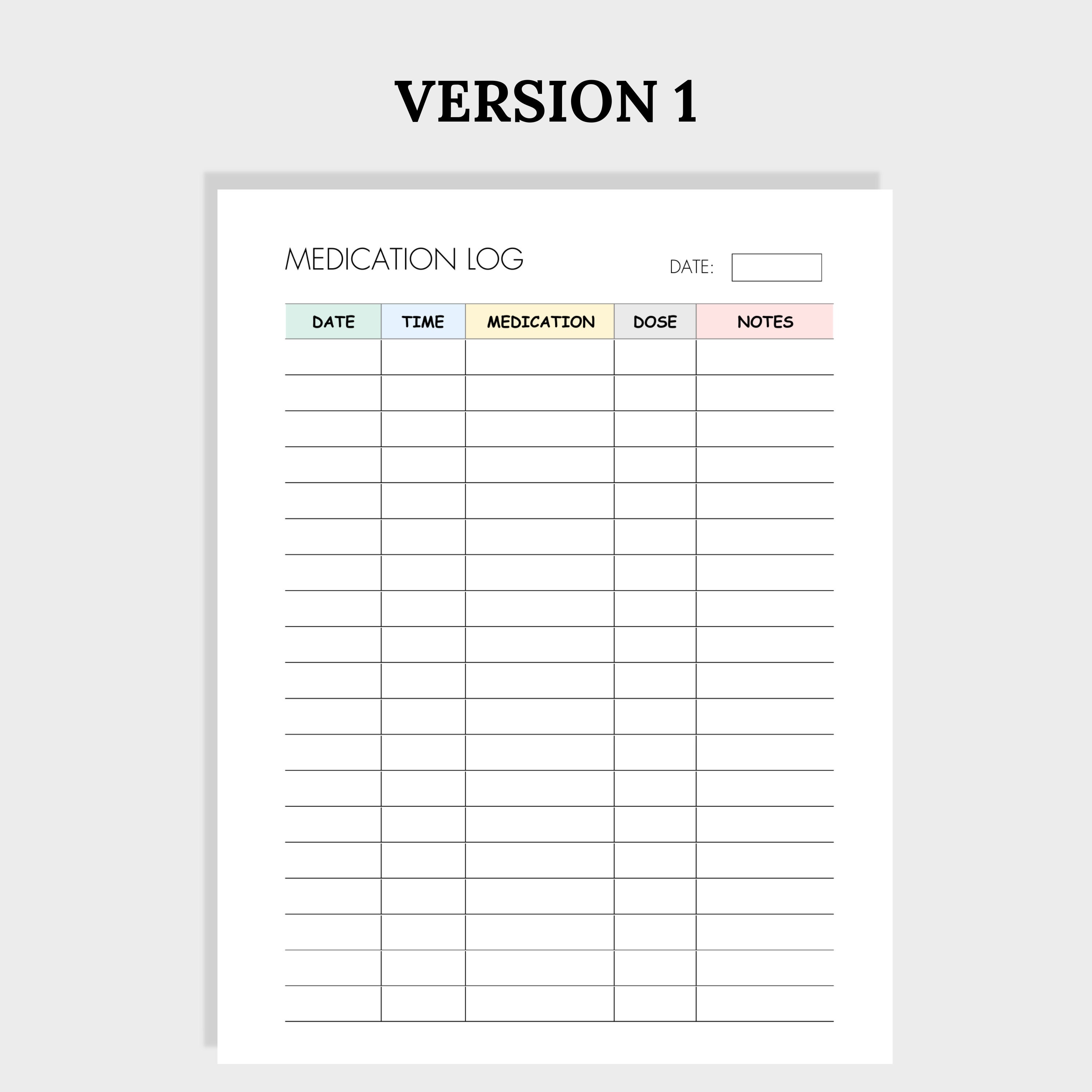 Medication Log, Printable Medication Tracker, Medication Schedule ...