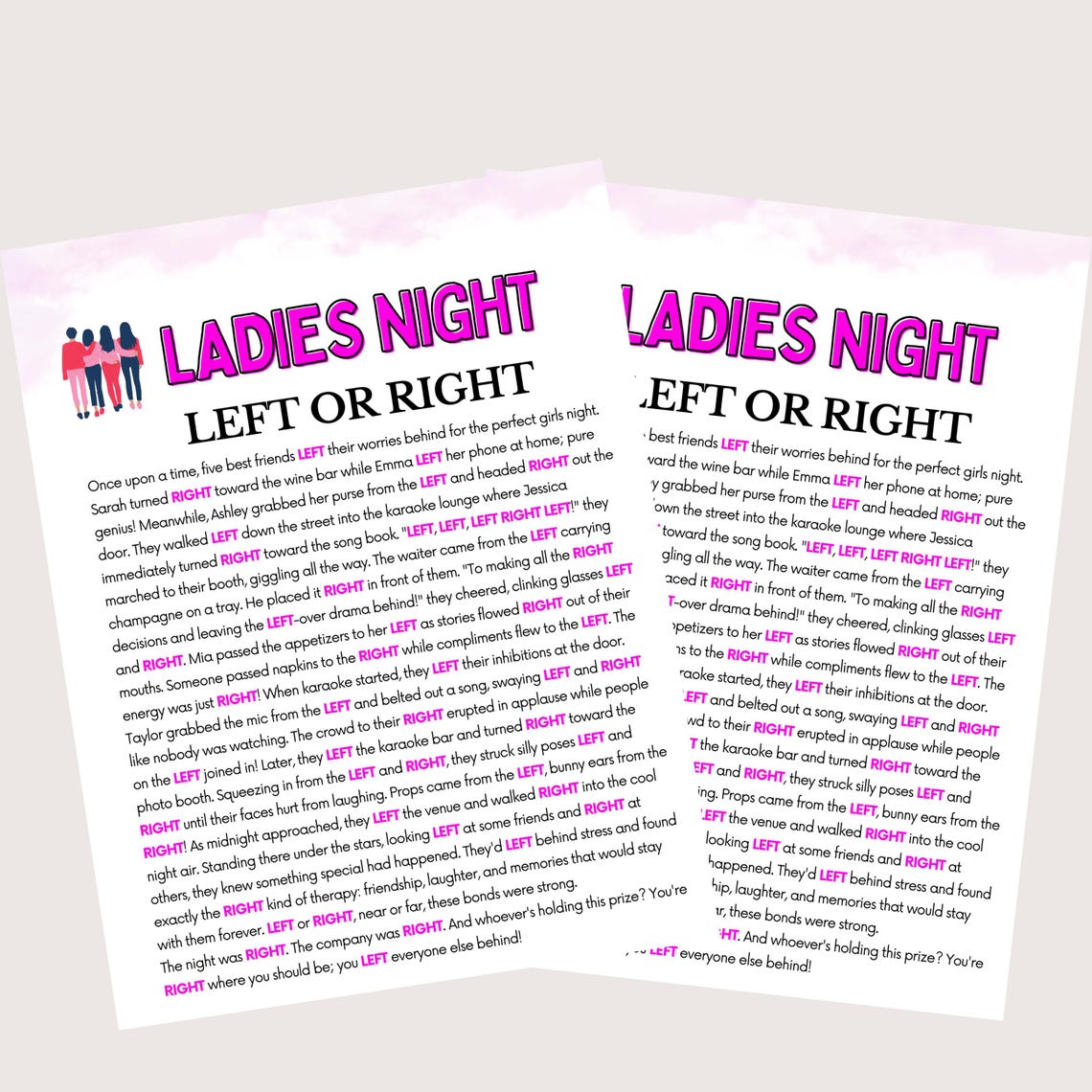 Ladies Night Left or Right Game, Pass the Prize Game, Fun Ladies Night ...