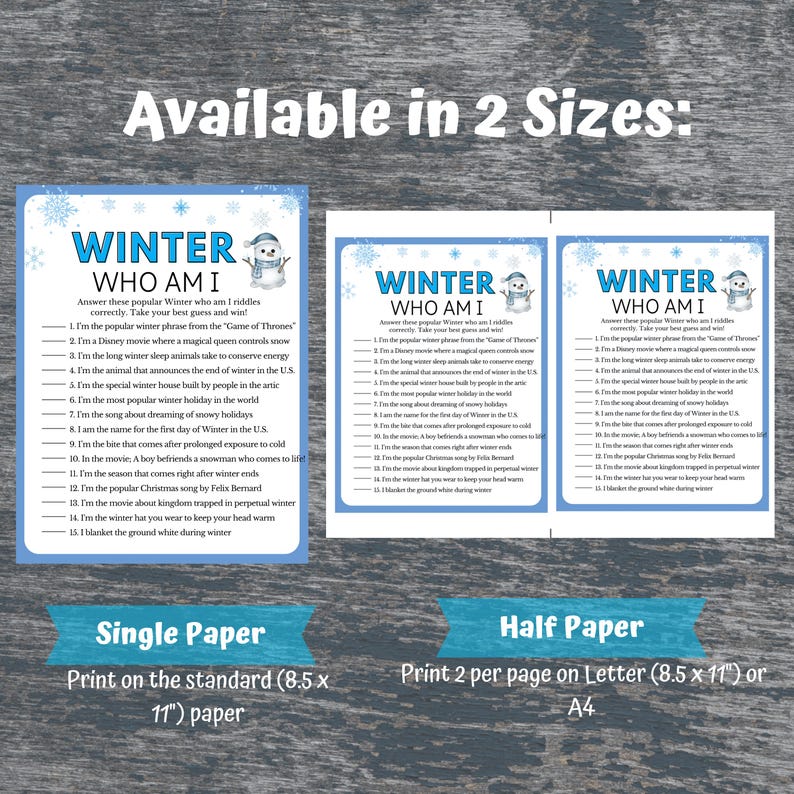 Winter Who Am I Riddles, Fun Winter Party Games for Kids, Adults ...