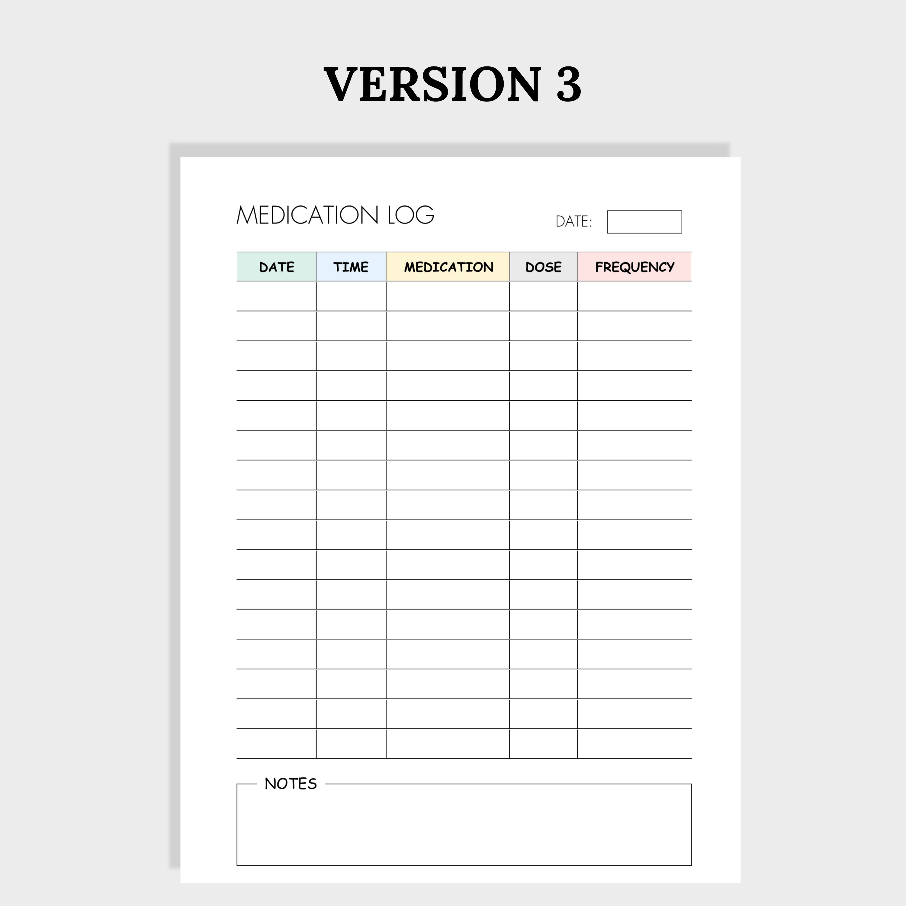 Medication Log, Printable Medication Tracker, Medication Schedule ...