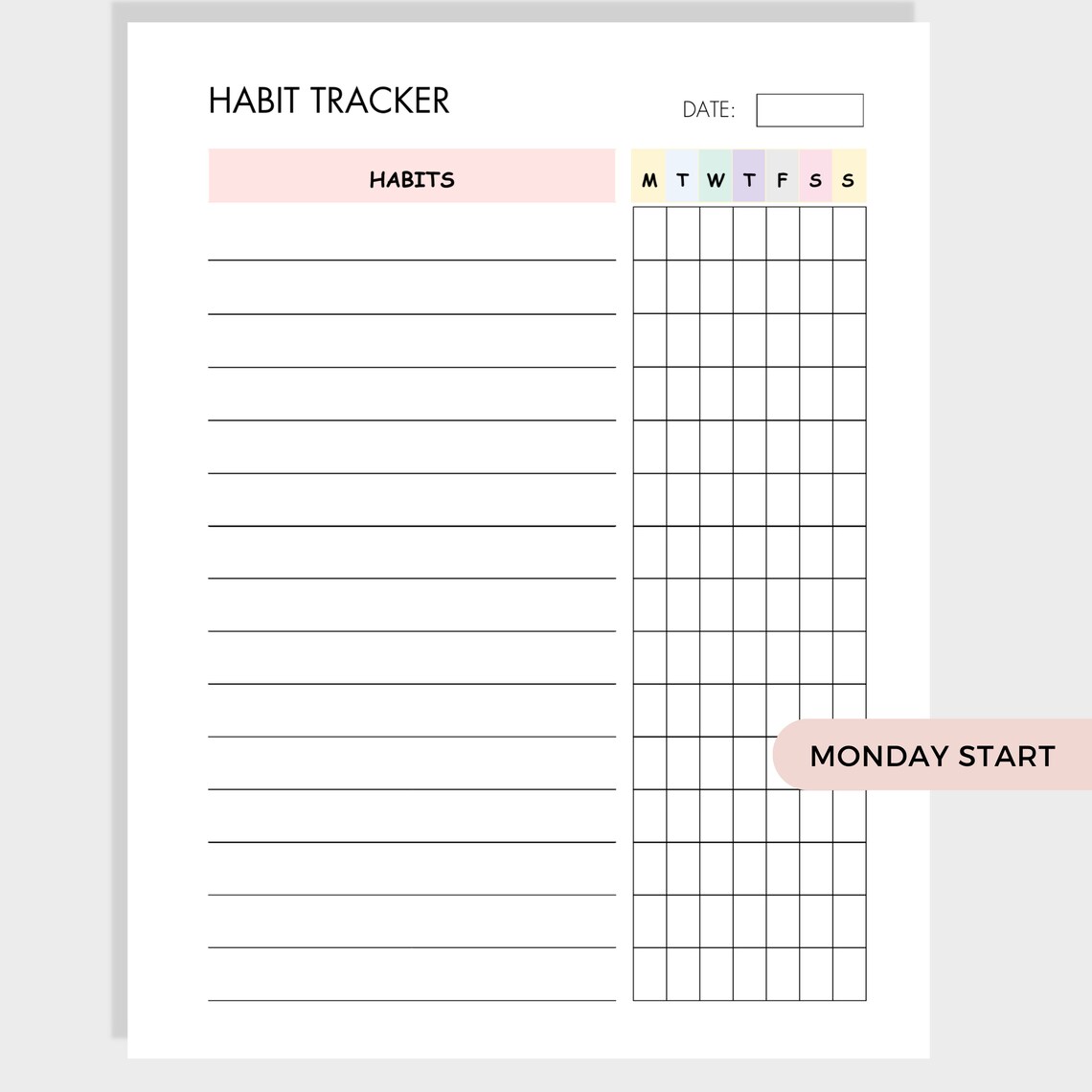 Weekly Habit Tracker, Printable 7 Days Habit Tracker, Routine Tracker ...