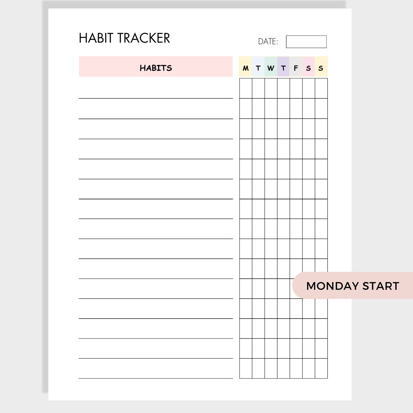 Weekly Habit Tracker, Printable 7 Days Habit Tracker, Routine Tracker ...
