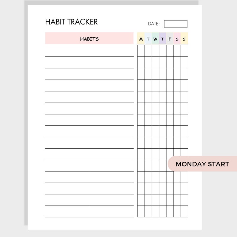 Weekly Habit Tracker, Printable 7 Days Habit Tracker, Routine Tracker ...