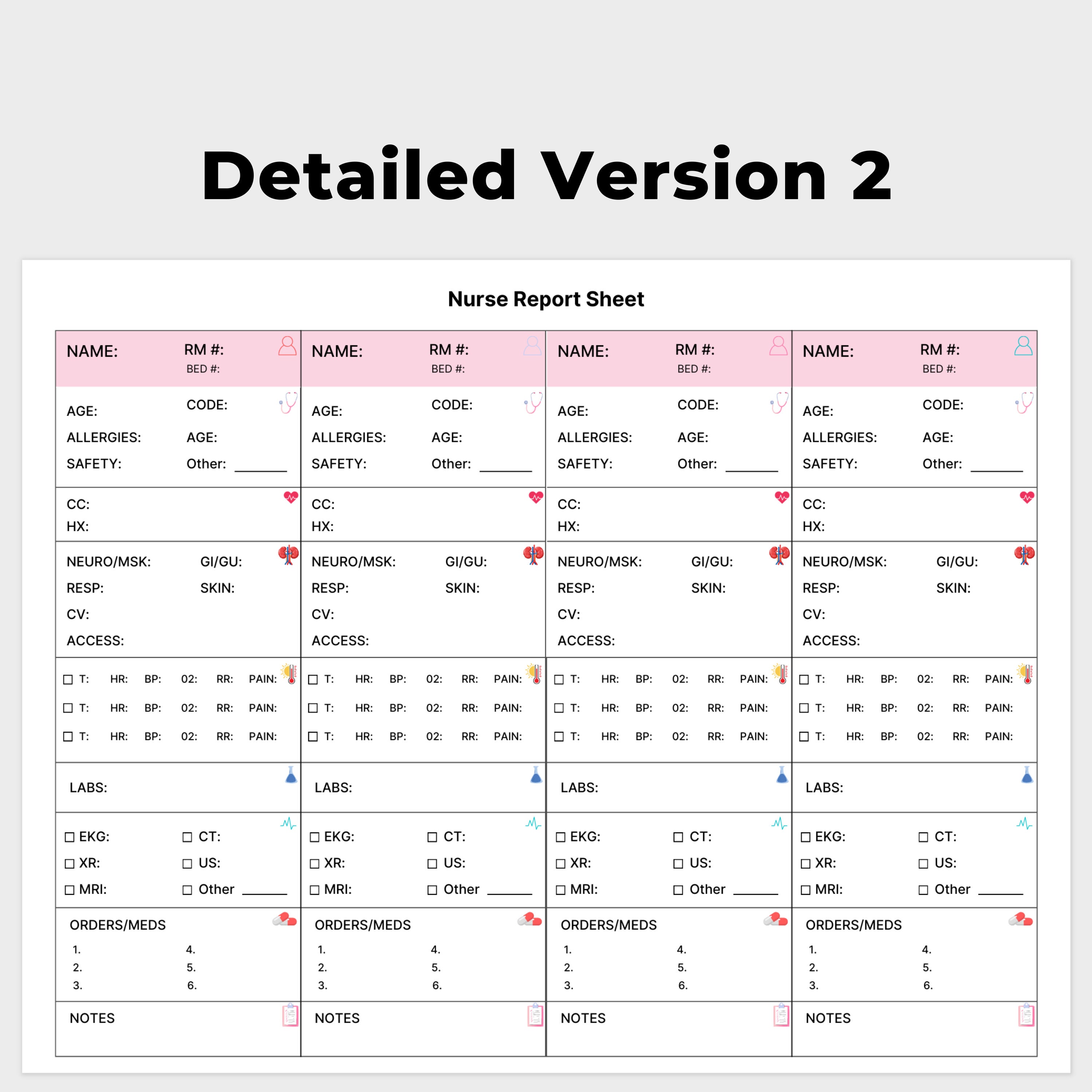 Nurse Report Sheet Er Nurse Report Sheet Er Nurse Brain Etsy