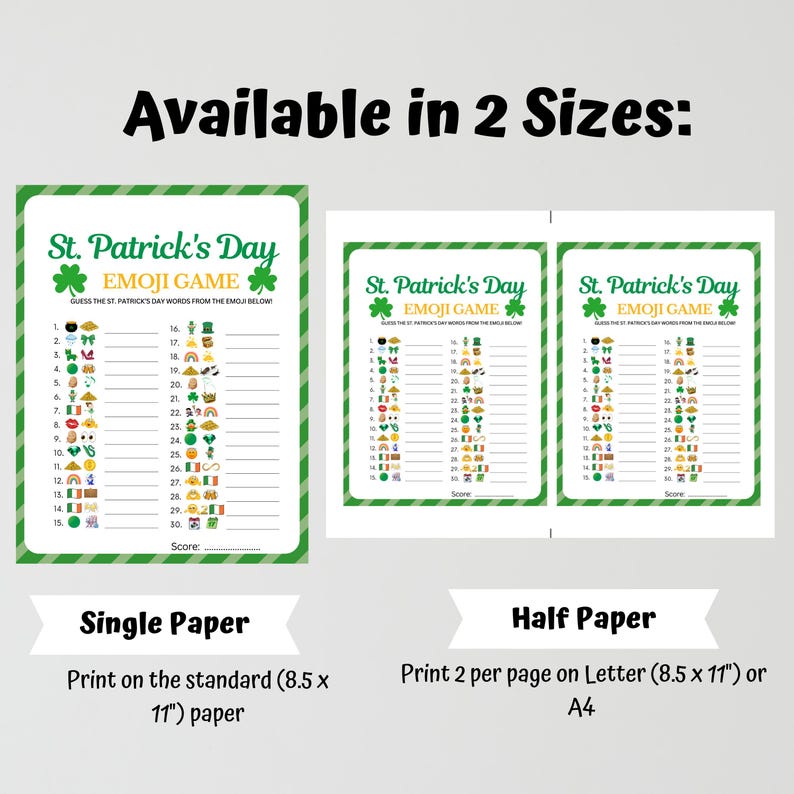 St. Patricks Day Emoji Game, Fun St. Patricks Day Game, Printable Emoji ...