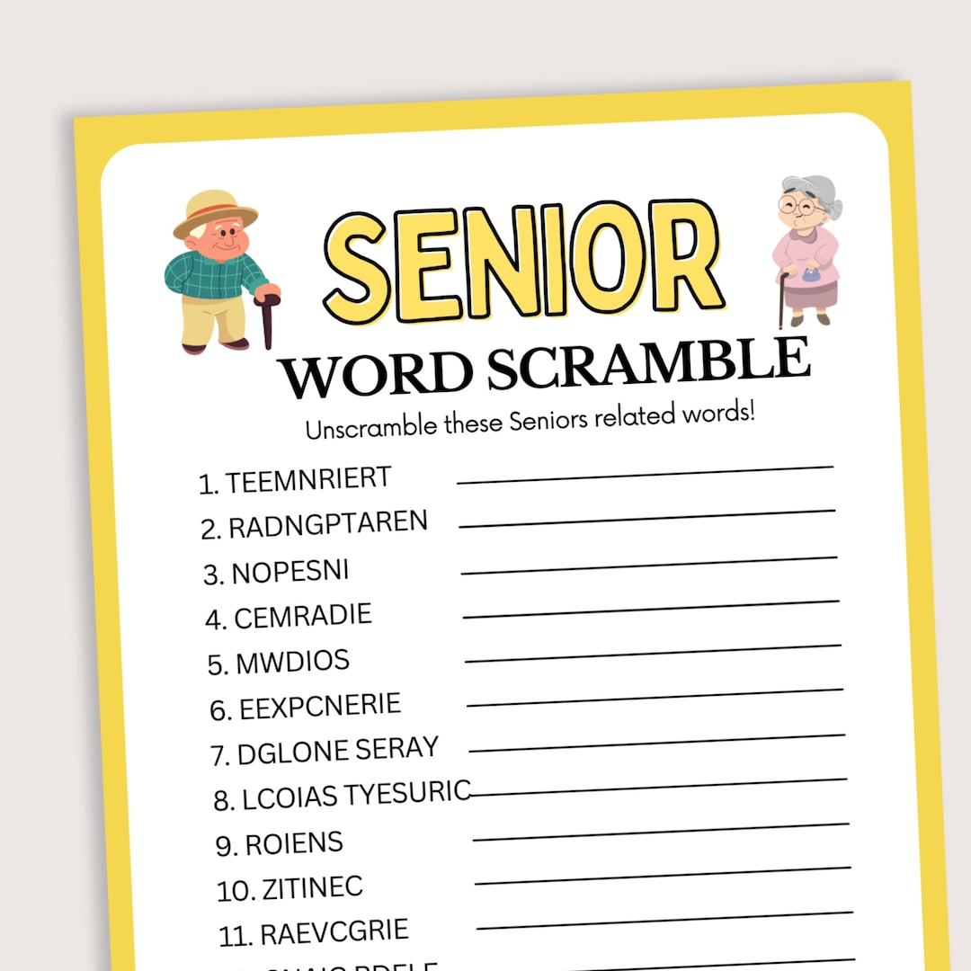 Senior Word Scramble Memory Game, Fun Games for Senior Citizens, Senior ...
