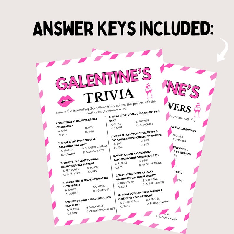Galentines Day Trivia, Fun Galentines Games, Printable Galentines Party ...
